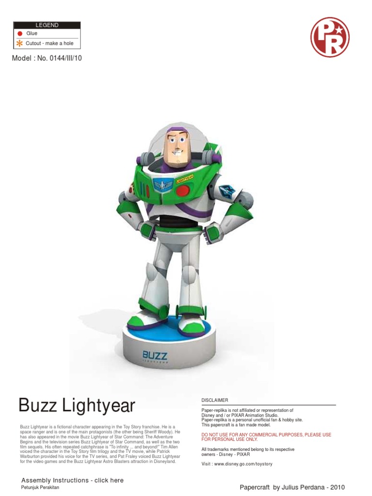 Assembly Instructions for a Papercraft Buzz Lightyear Model | PDF ...