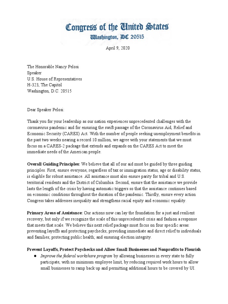 Congressional Progressive Caucus Priorities for CARES-2 Coronavirus ...