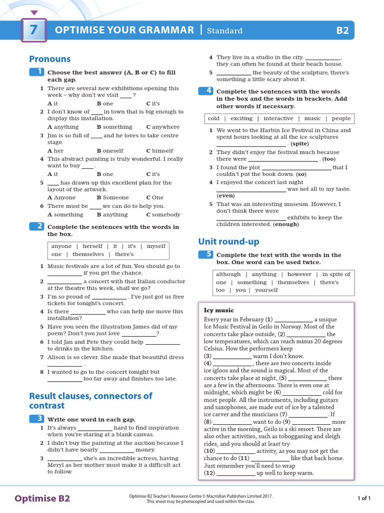 Optimise Your Grammar - B2: Pronouns | PDF