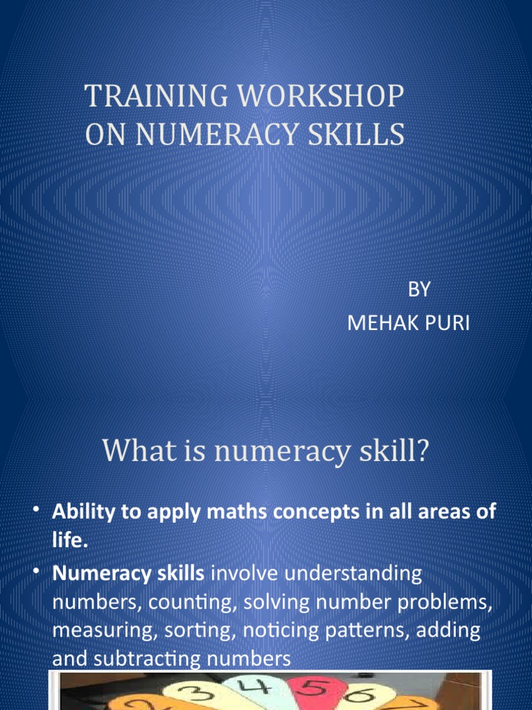 Numeracy Skills Training Workshop | PDF | Preschool | Teaching Mathematics