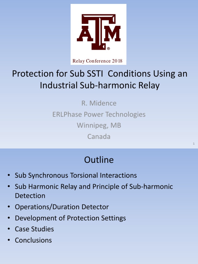 Protection For Sub SSTI Conditions Using An Industrial Sub-Harmonic ...