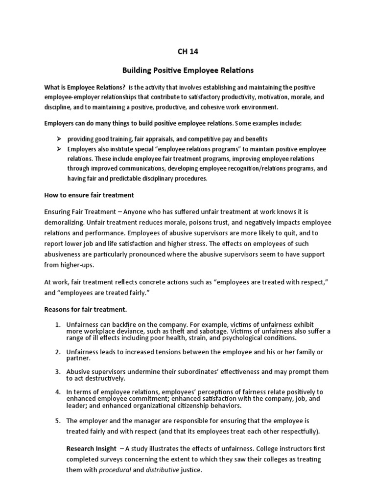 CH 14 - HR Building Positive Employee Relations | PDF | Bullying ...