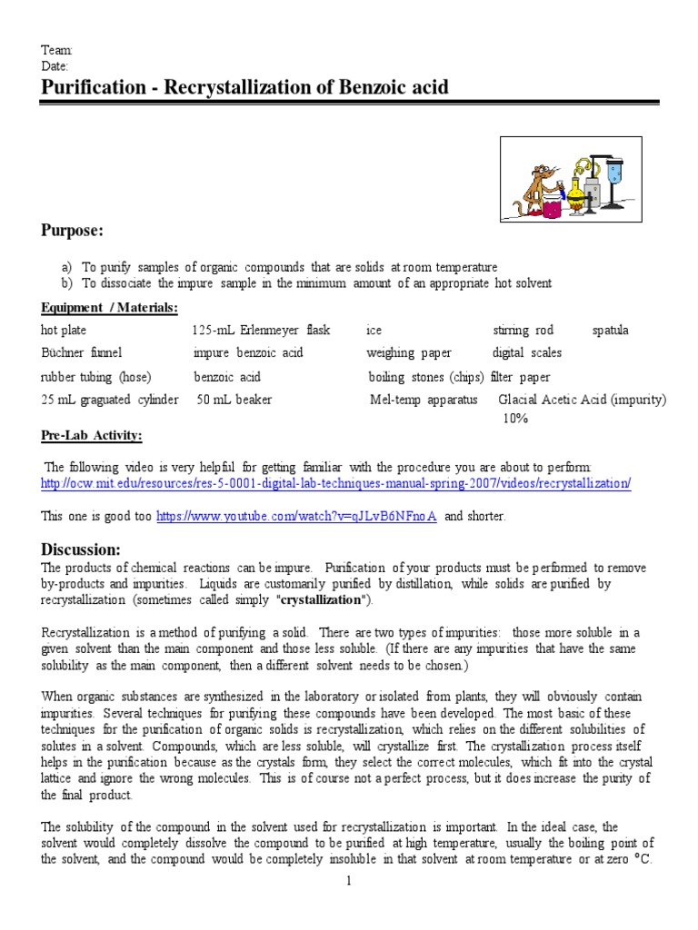 Recrystallization of Benzoic Acid PDF | PDF | Solubility | Solvent