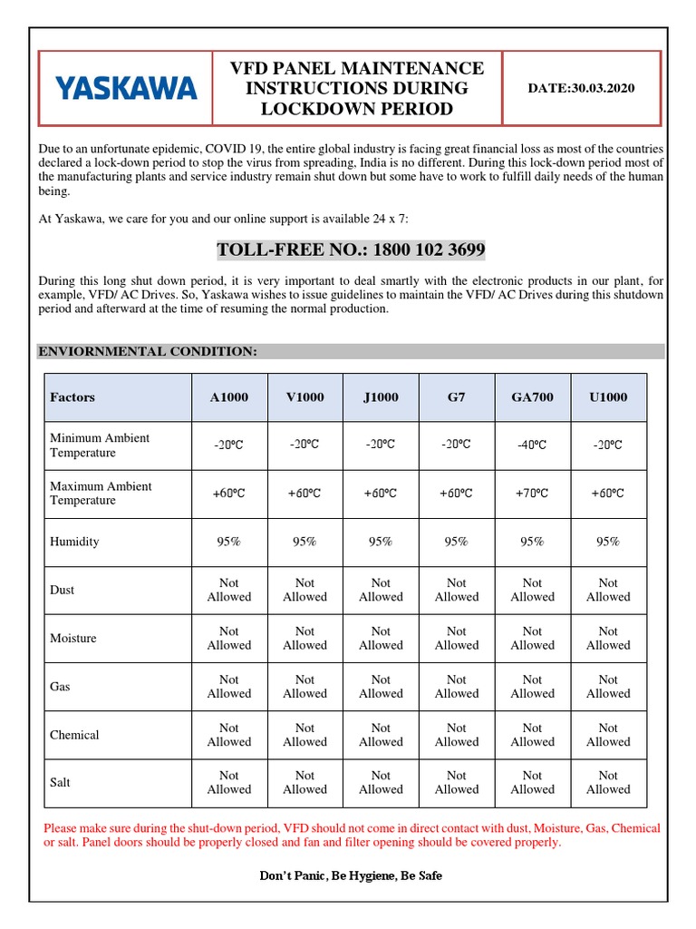 VFD Panel Maintenance Instructions During Lockdown Period: DATE:30.03. ...