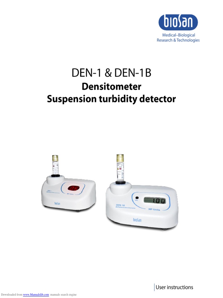 User Manual for DEN-1 and DEN-1B Densitometers: Instructions for ...