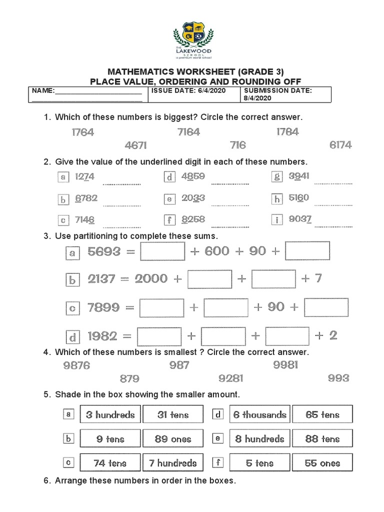 Place Value Worksheet | PDF