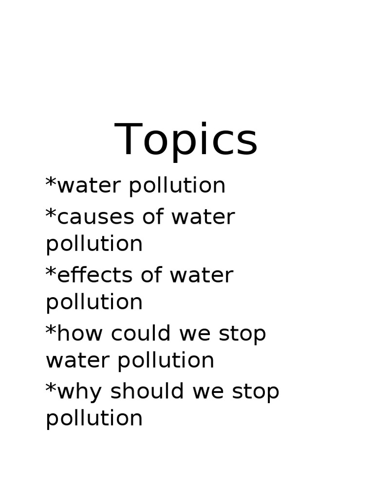 Topics of Water Pollution | PDF | Water Pollution | Wastewater