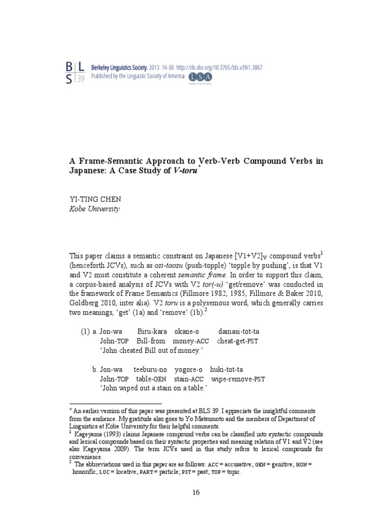 Frames and VVs | PDF | Lexical Semantics | Word
