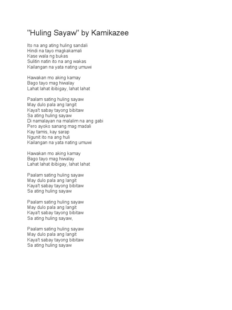 Huling Sayaw Lyrics | PDF