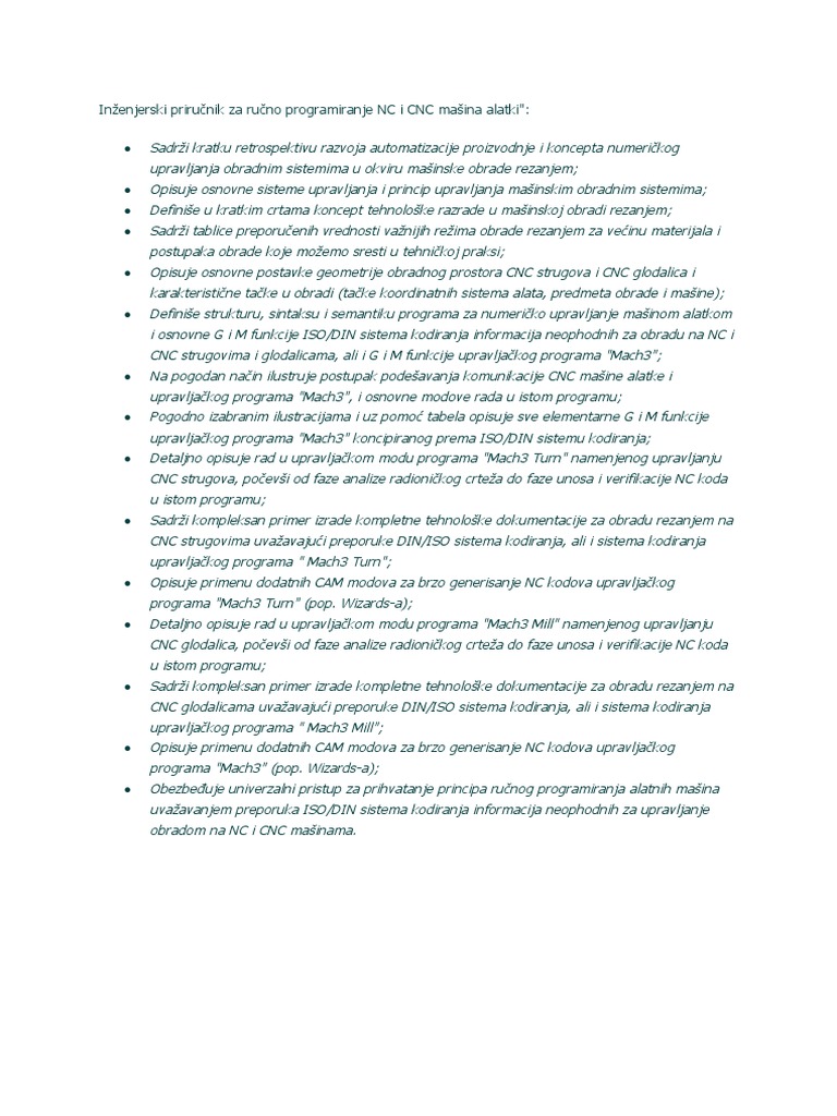 Inženjerski priručnik za ručno programiranje NC i CNC mašina | PDF
