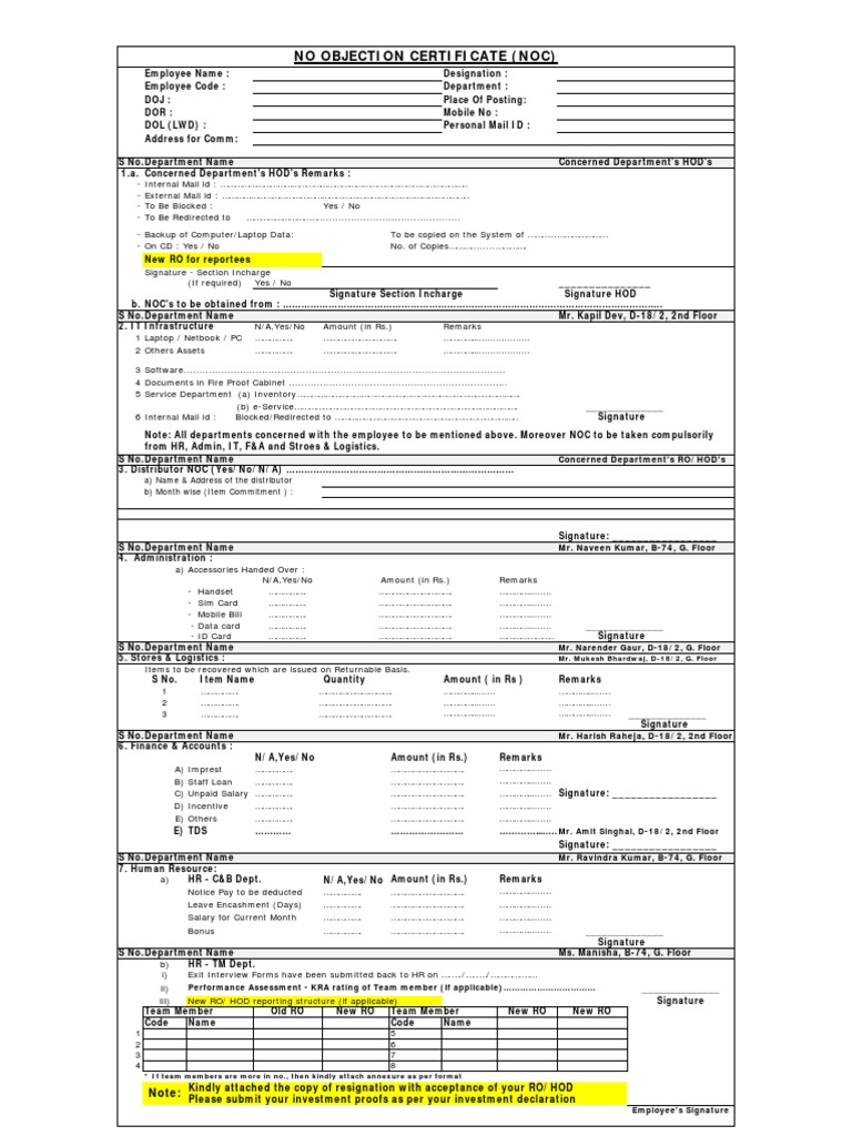 NOC EMPLOYEE'Format | PDF | Computing | Business