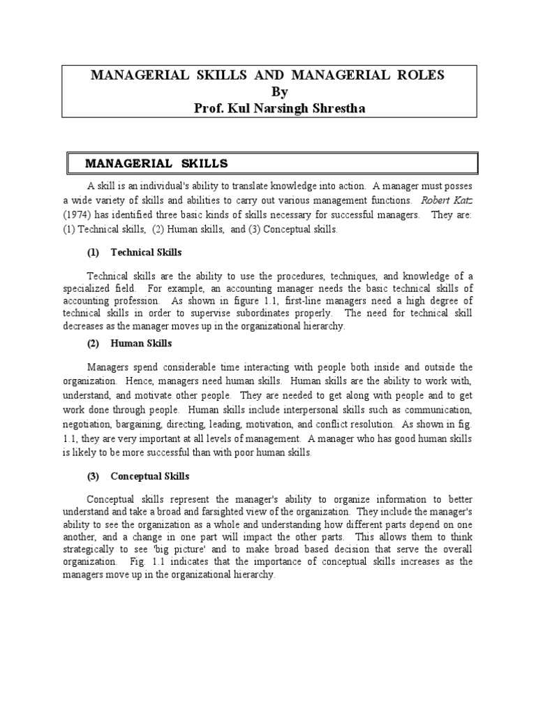 Managerial Skills and Roles | PDF | Skill | Negotiation