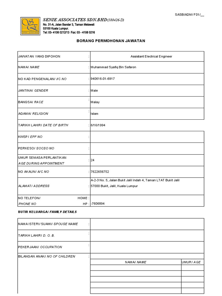 Form Application | Download Free PDF | Malaysia | Southeast Asia