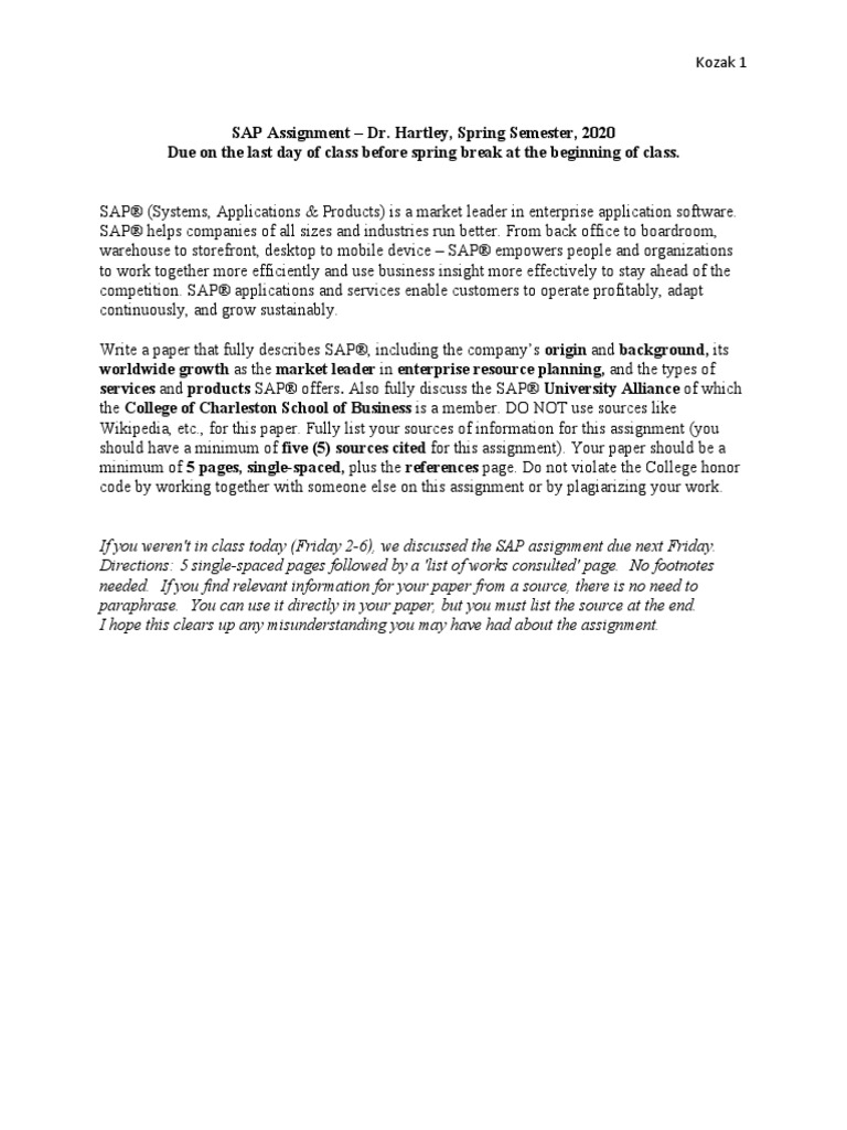 SAP Essay | PDF | Sap Se | Cloud Computing