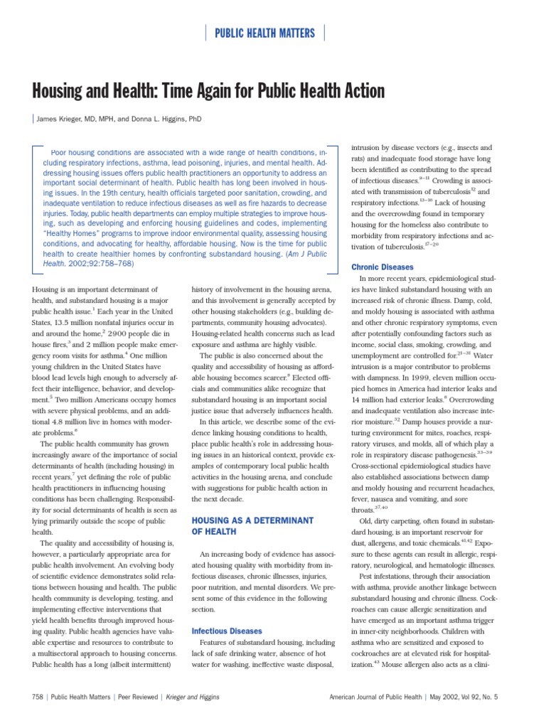 Housing's Impact on Public Health | PDF | Chronic Condition | Public Health