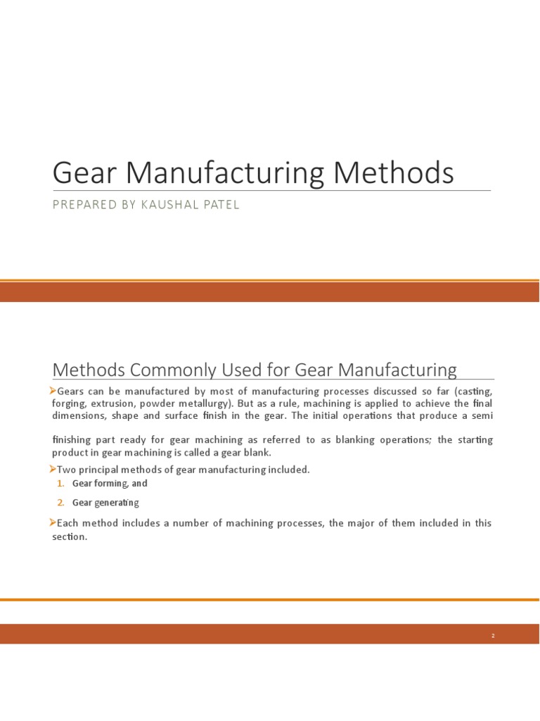 Gear Manufacturing Techniques | PDF | Gear | Machining