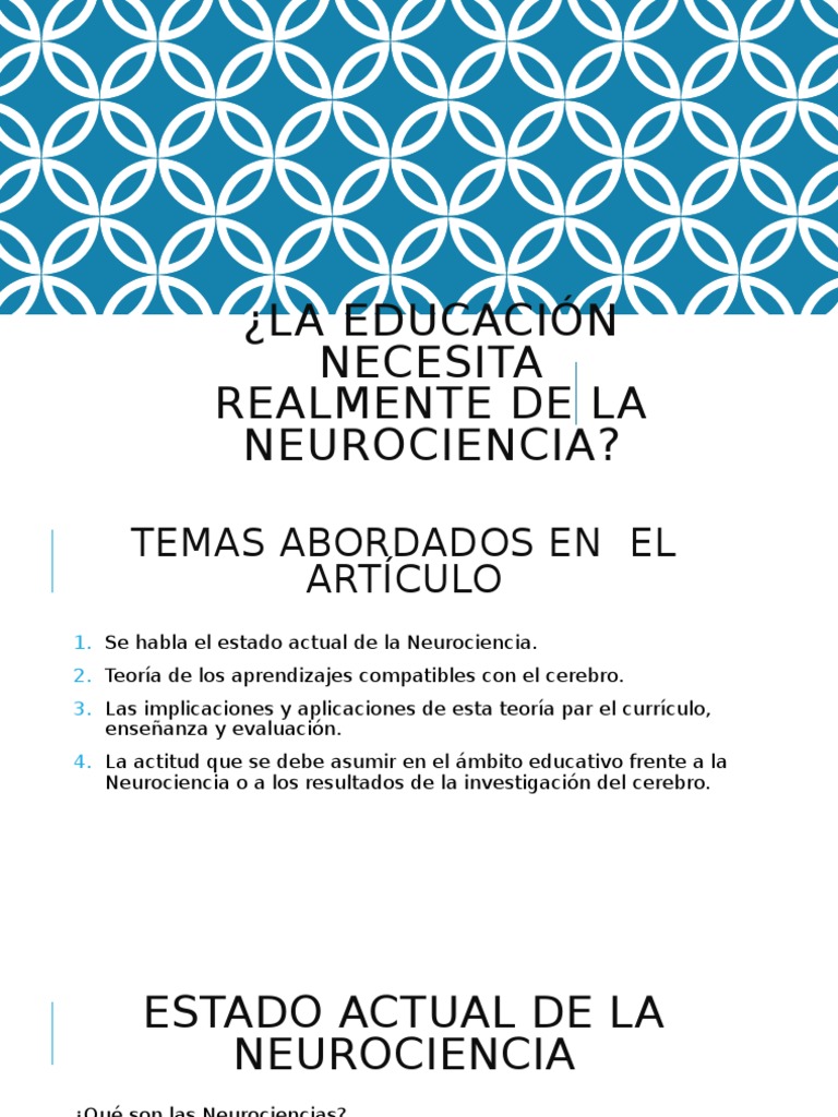 Neurociencia en la Educación | PDF | Neurociencia | Aprendizaje