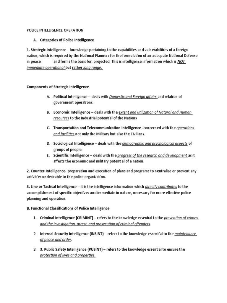 Police Intelligence Operation | PDF