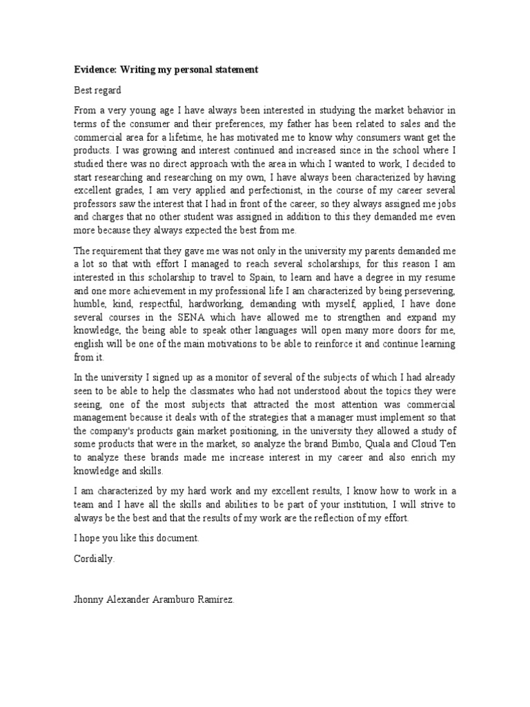 Evidence Writing My Personal Statement | PDF | Motivation | Motivational