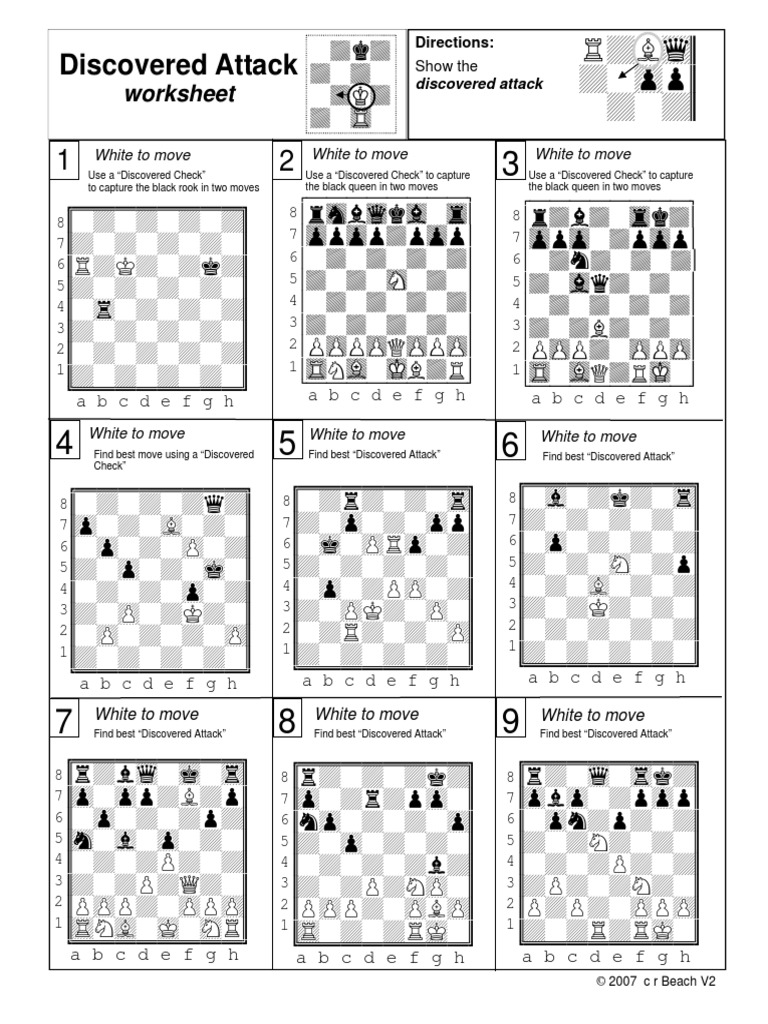 Discovered Attack: Worksheet | PDF | Competitive Games | Board Games