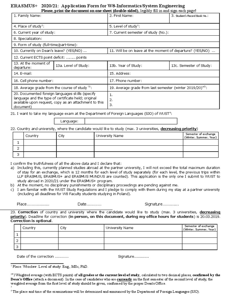 Please, Print The Document On One Sheet (Double-Sided), Legibly Fill in ...