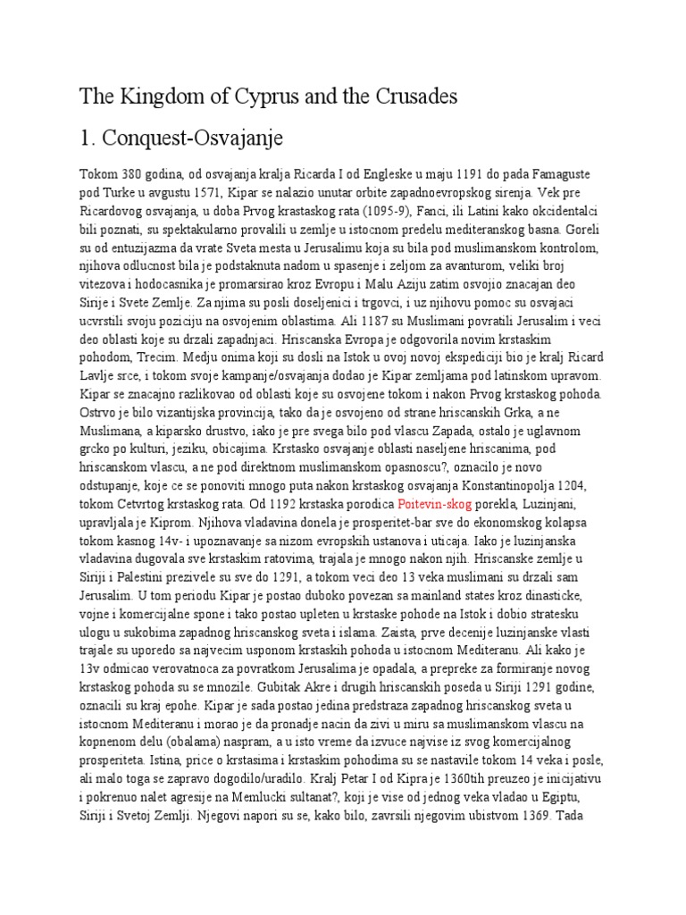 The Kingdom of Cyprus and The Crusades | PDF