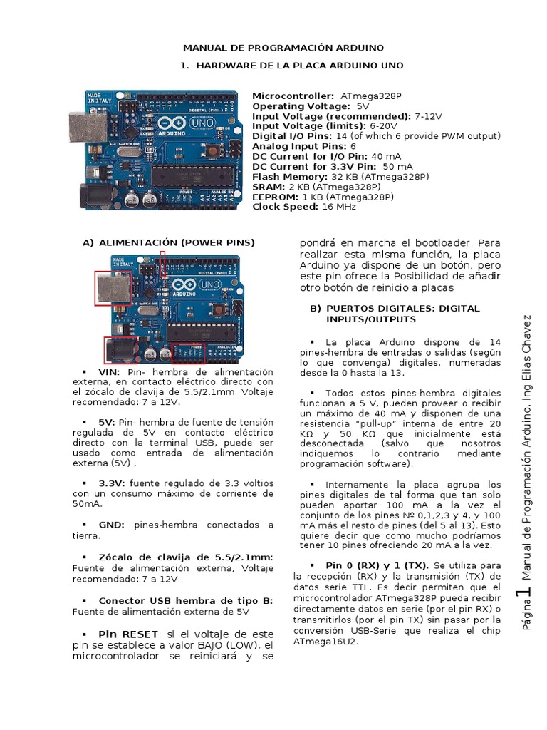 Manual De Programacion Arduino Pdf Cadena Informática Microcontrolador 6482