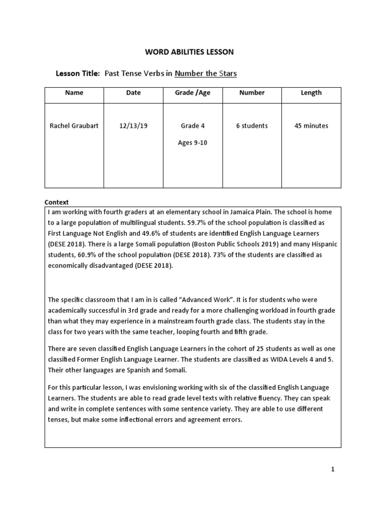 Word Abilities Lesson Plan Bi535 | PDF | Grammatical Tense | Word