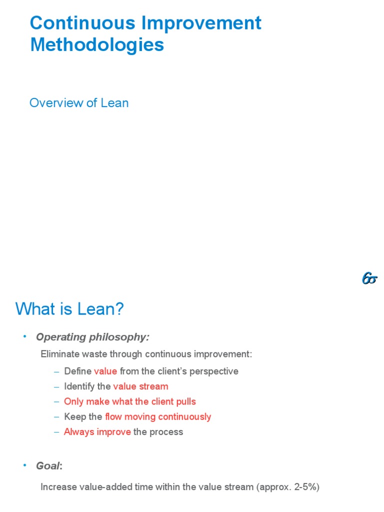 Lean Methodologies for Continuous Improvement | PDF | Lean ...