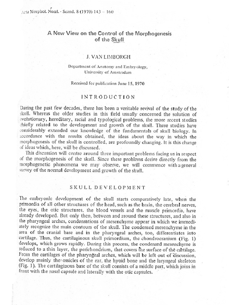 Van Limborgh 1970 - New View On The Control of Skull Morphog | PDF