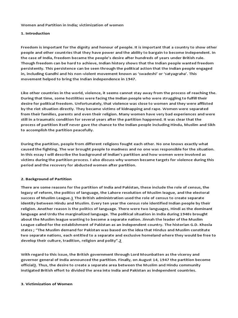 Women as Victims in India's Partition | PDF | Partition Of India | All ...
