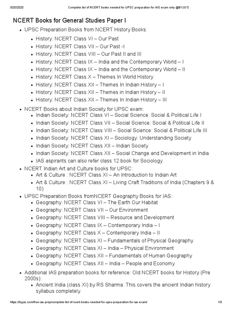 Complete List of NCERT Books Needed For UPSC | PDF | Geography | Science