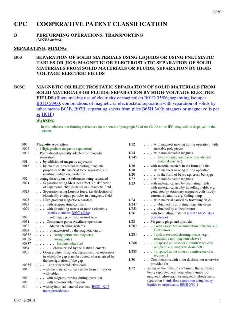 CPC Cooperative Patent Classification: (NOTES Omitted) | PDF ...