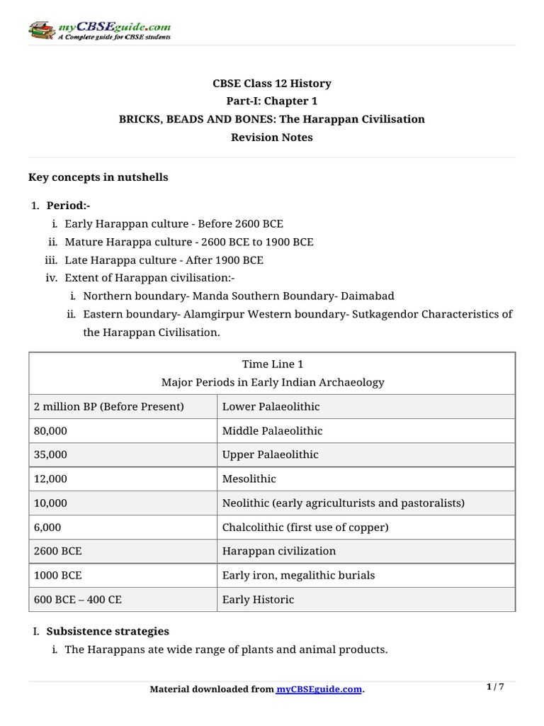 12 History Revision Notes CH 01 | PDF | Archaeology