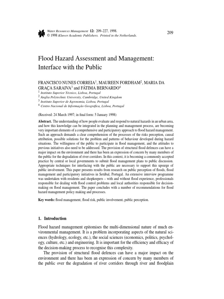 Flood Hazard Assessment and Management: Interface With The Public | PDF ...