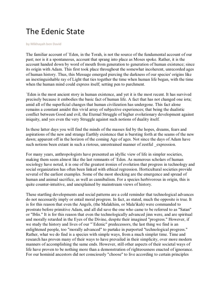 Edenic State | PDF | Metaphysics | Religious Belief And Doctrine