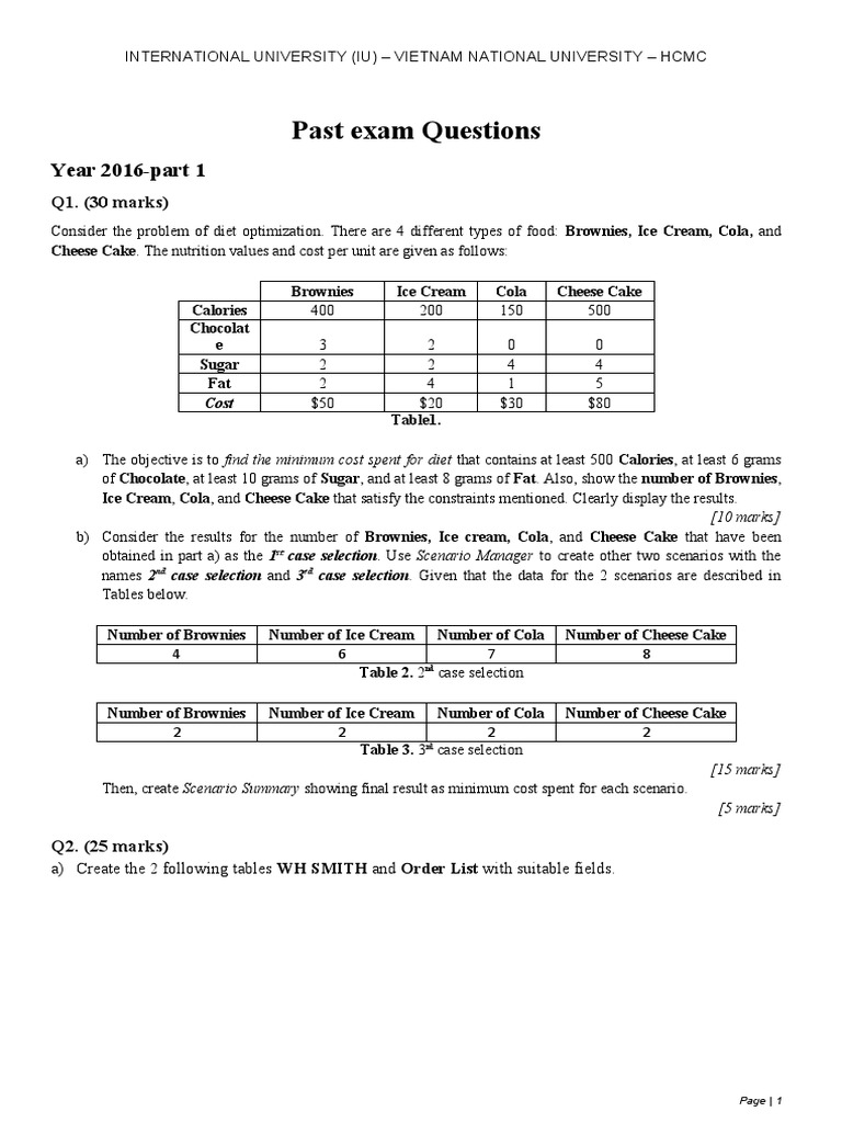 Final-Past Exam Questions | PDF | Debit Card | Cakes