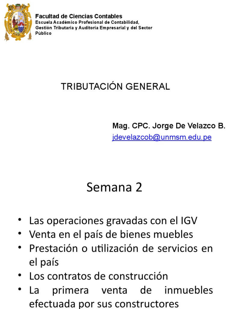 Trib. Gral - 2018-II Semana 2 IVA Op Gravadas | Descargar gratis PDF ...