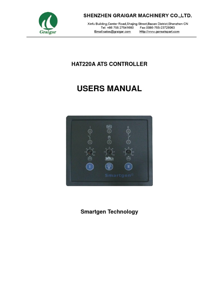 HAT220A ATS Controller User Manual | PDF | Power Supply | Relay