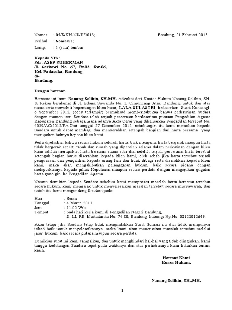 ASEP SUHERMAN - Somasi | PDF | Hukum