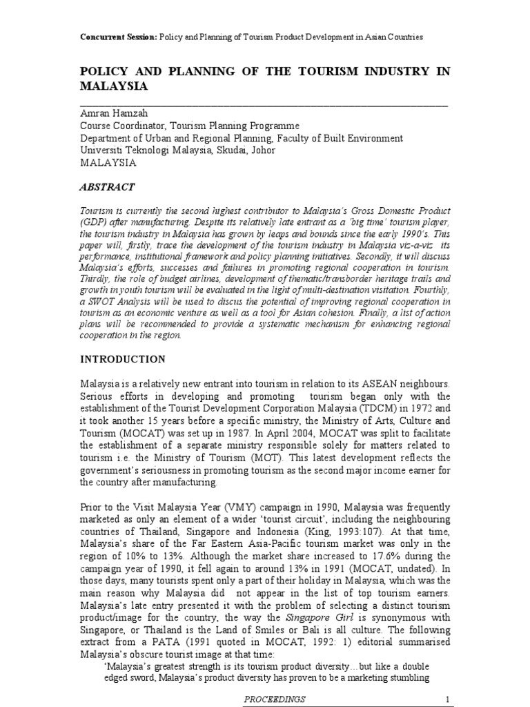 Amran Paper | PDF | Malaysia | Tourism