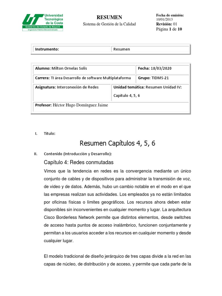 Resumen Capitulos 4,5,6 PDF | PDF | Conmutador de red | La seguridad informática