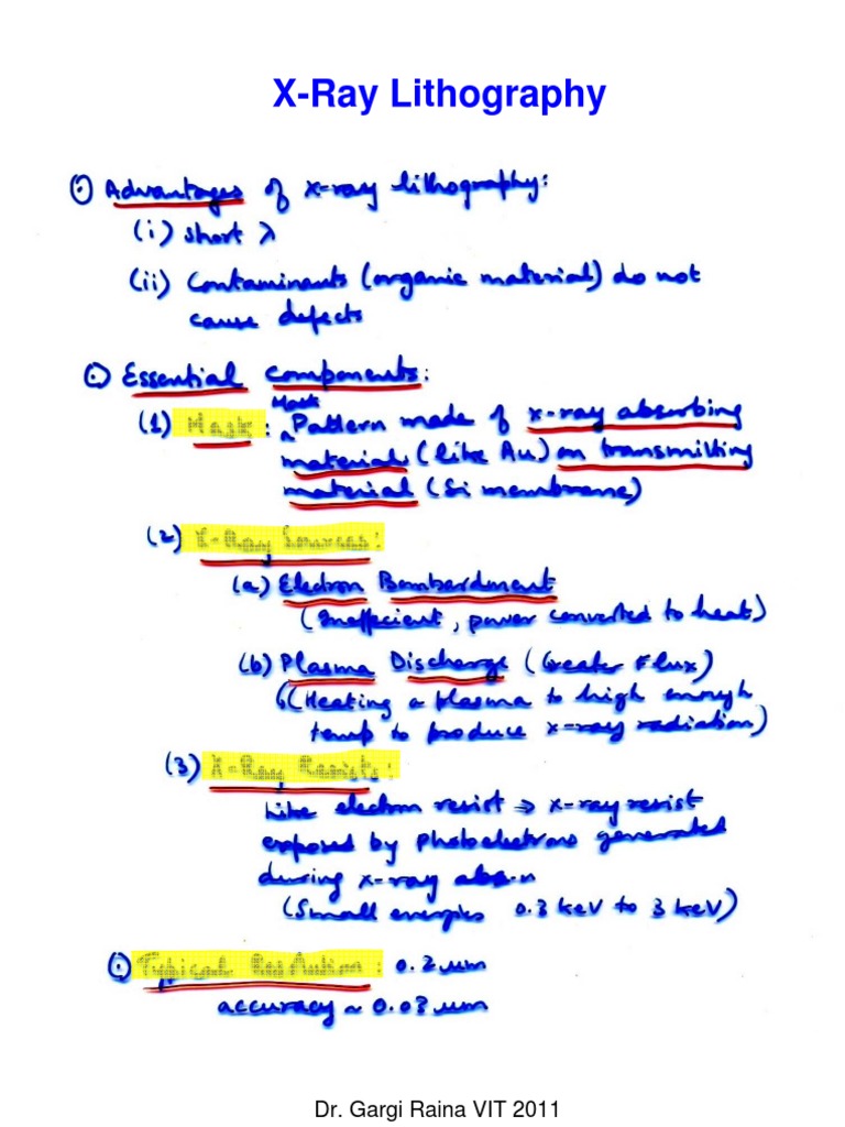 X-Ray Lithography: Dr. Gargi Raina VIT 2011 | PDF