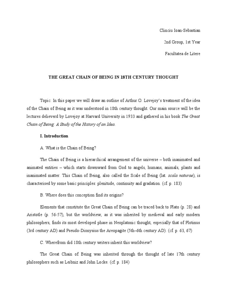 The Great Chain of Being | PDF | Philosophical Movements | Western ...