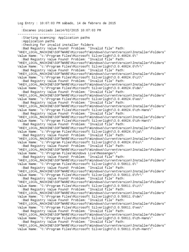 Log | PDF | Windows Registry | Installation (Computer Programs)