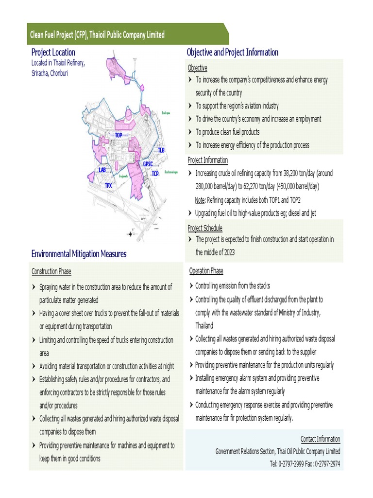 Clean Fuel Project (CFP), Thaioil Public Company Limited: Objective and ...