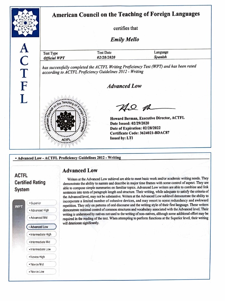 American Council On The Teaching of Foreign Languages: Emily Mello ...