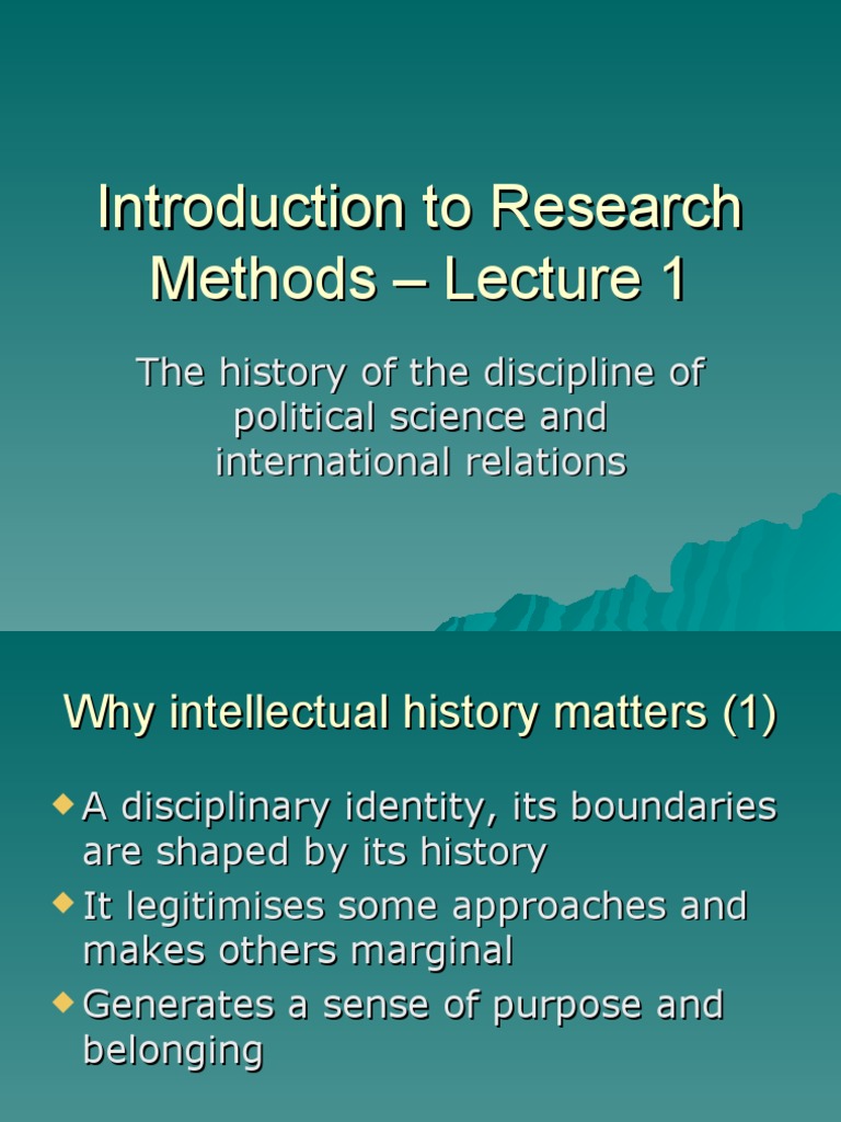 Introduction to Research Methods - Political Science History and ...
