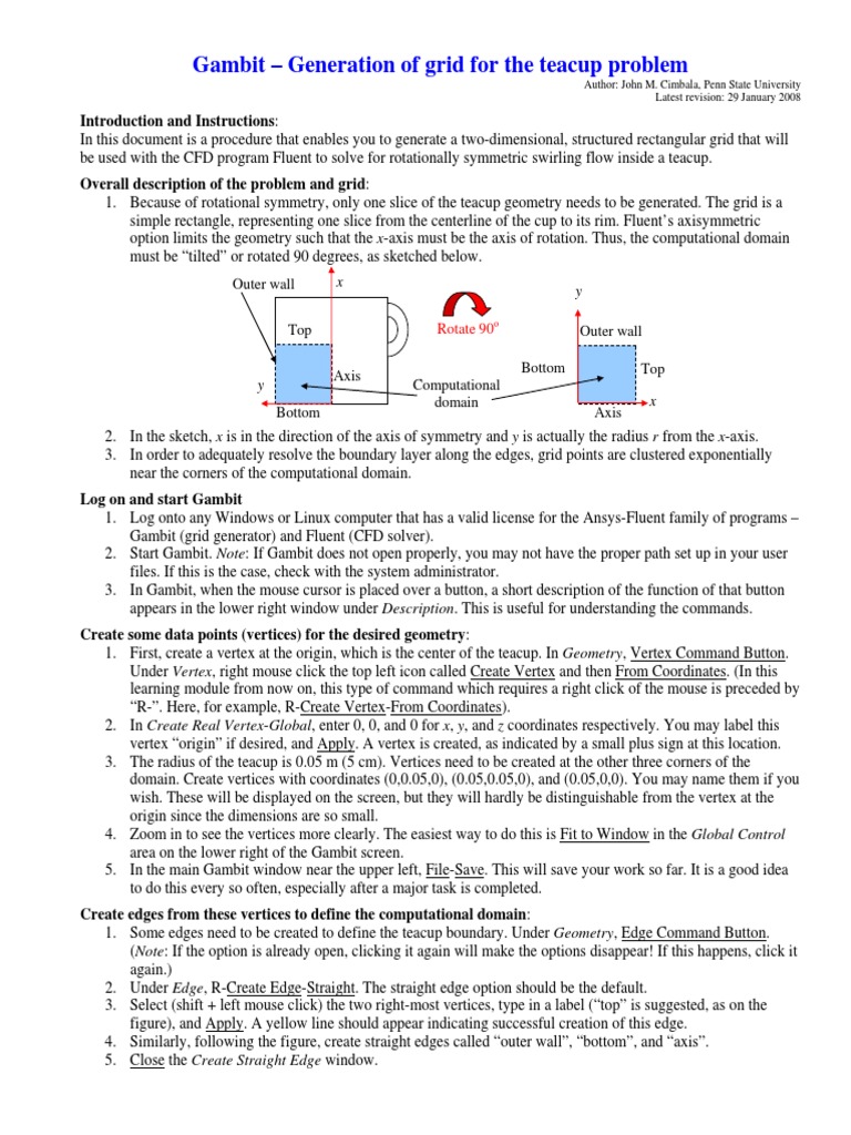 Gambit - Generation of Grid For The Teacup Problem: Introduction and Instructions | PDF | Button ...