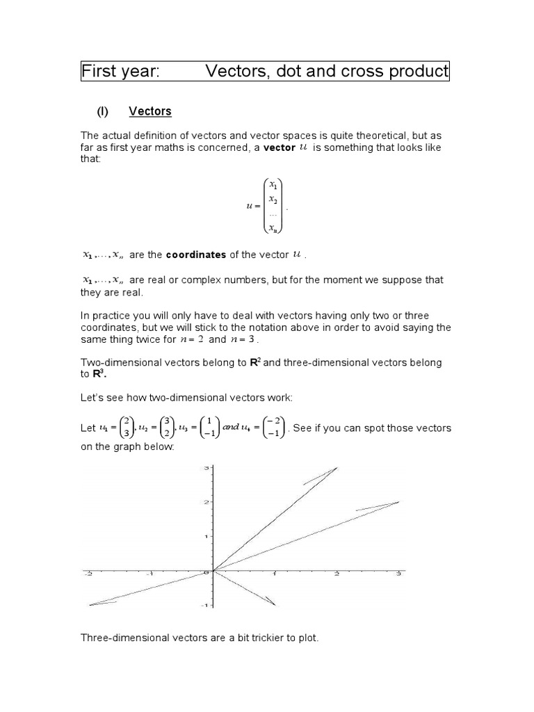 Vectors Dot Cross Product | PDF | Basis (Linear Algebra) | Vector Space